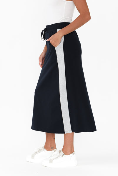 Sloane Navy Cotton Drawstring Skirt - Blue Bungalow AU