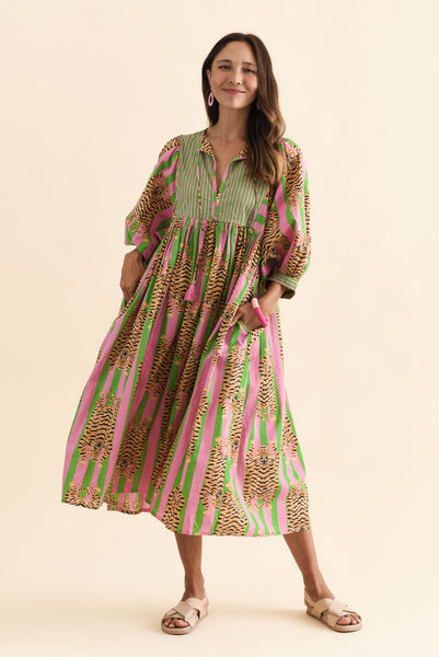 Tito Pink Tiger Cotton Dress - Blue Bungalow AU