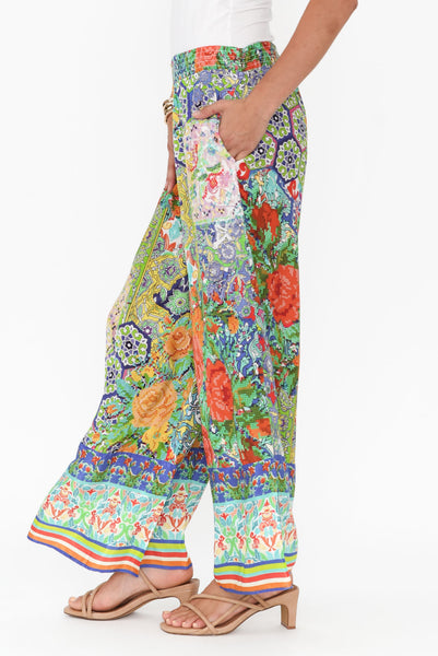 Tulki Green Mosaic Wide Leg Pants - Blue Bungalow AU