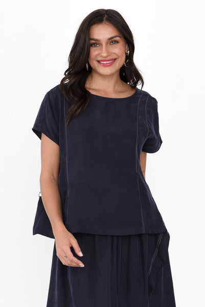 Vault Navy Cupro Reversible Top - Blue Bungalow AU