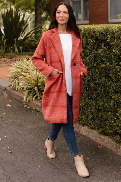 Wanda Red Check Coat - Blue Bungalow AU