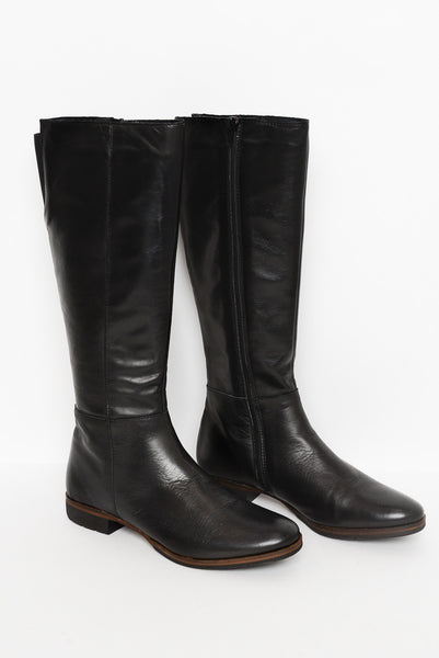 Gaetan Black Leather Long Boot - Blue Bungalow AU